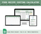 Food Recipe Costing Calculator – Spreadsheets PH
