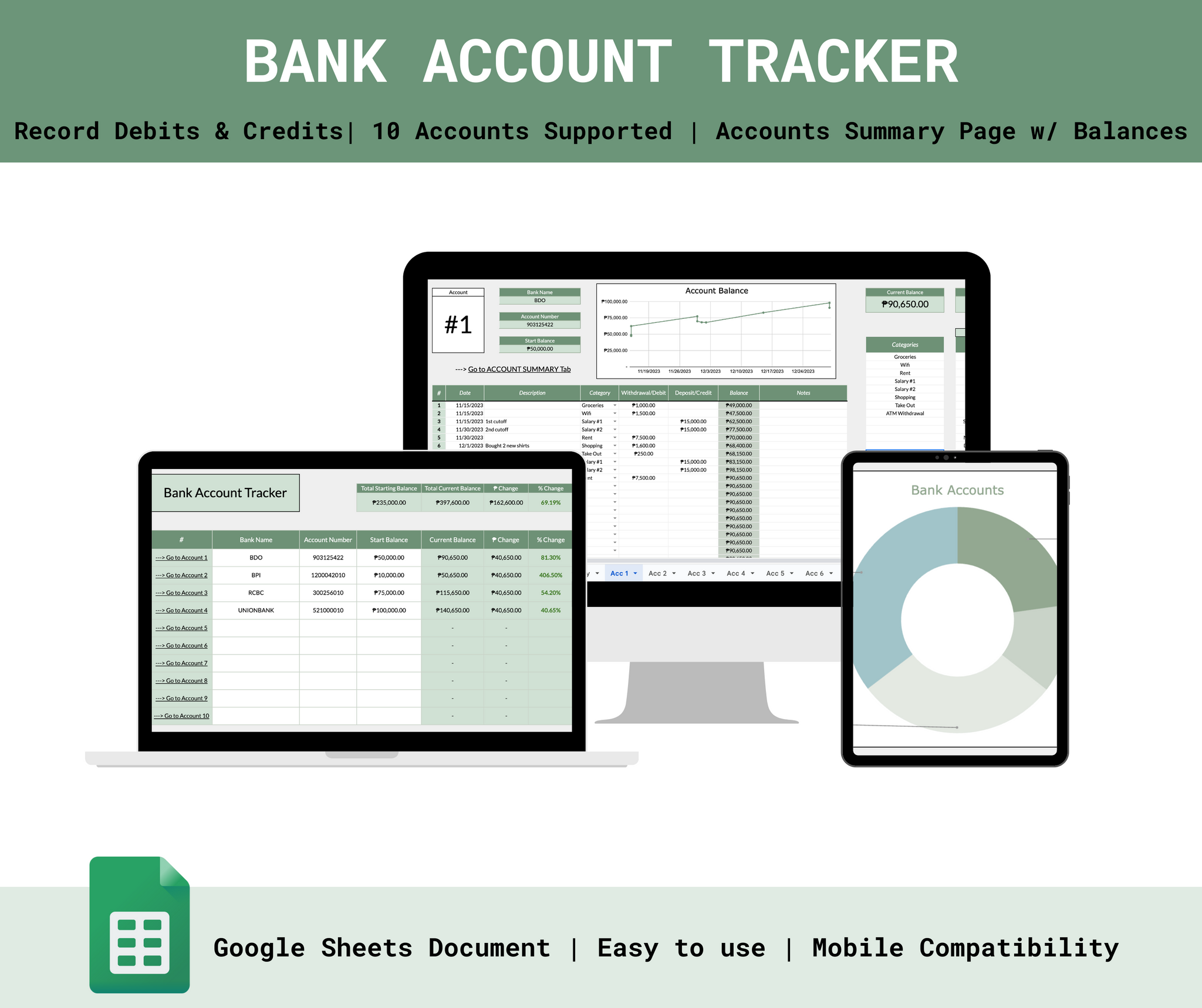Bank Account Tracker – Spreadsheets PH