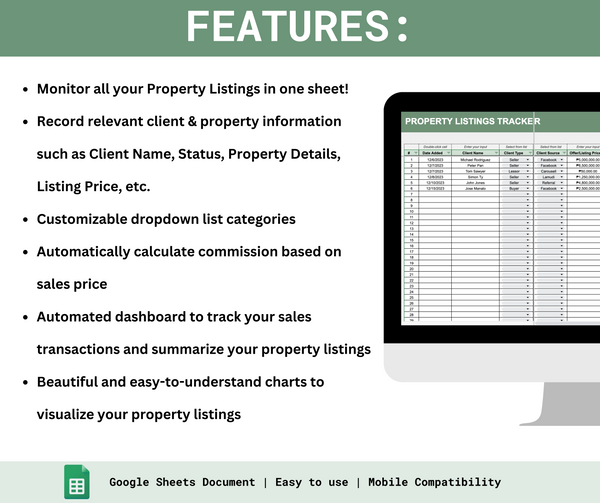 Real Estate Agent Sales Tracker – Spreadsheets PH