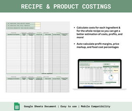 Food Recipe Costing Calculator – Spreadsheets PH