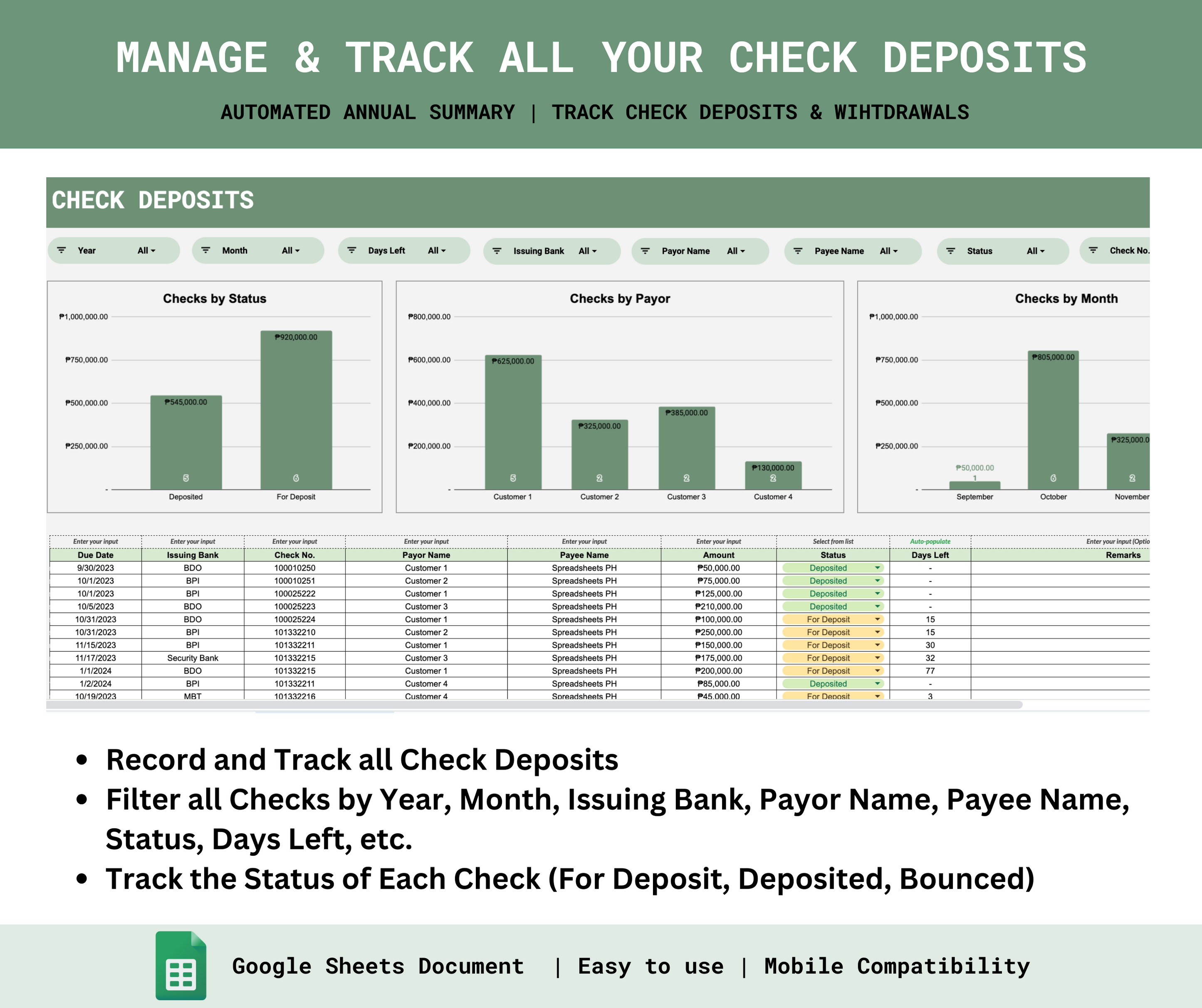 Check Monitoring Template – Spreadsheets PH