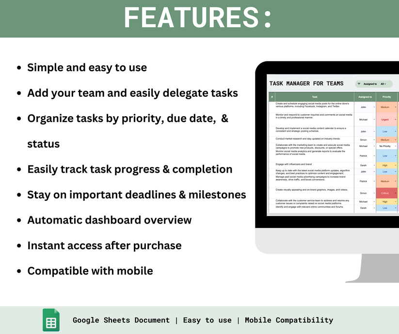 Task Manager for Teams – Spreadsheets PH