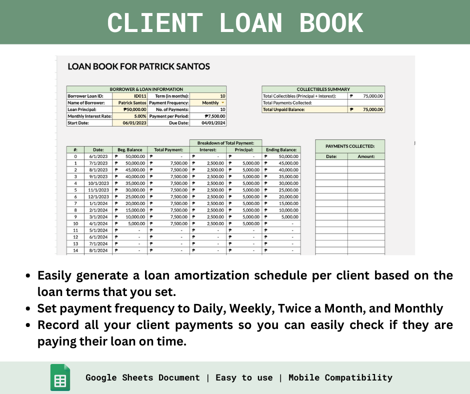 Lending Business Tracker – Spreadsheets PH