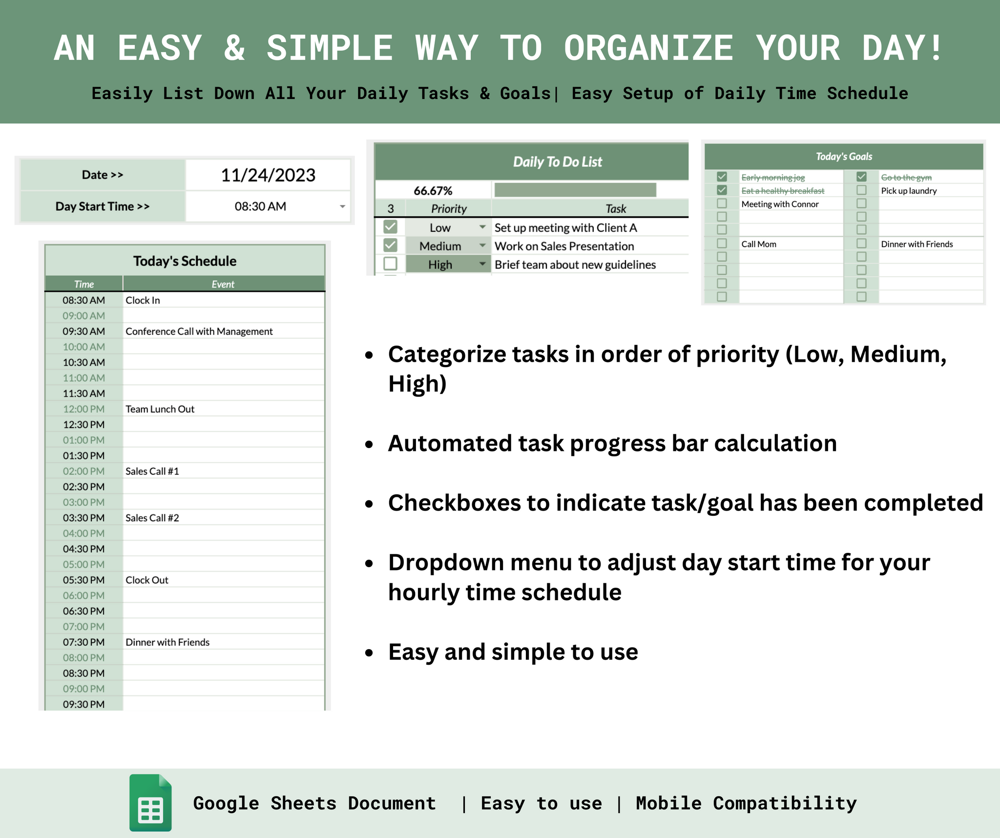 Daily Office Organizer – Spreadsheets PH