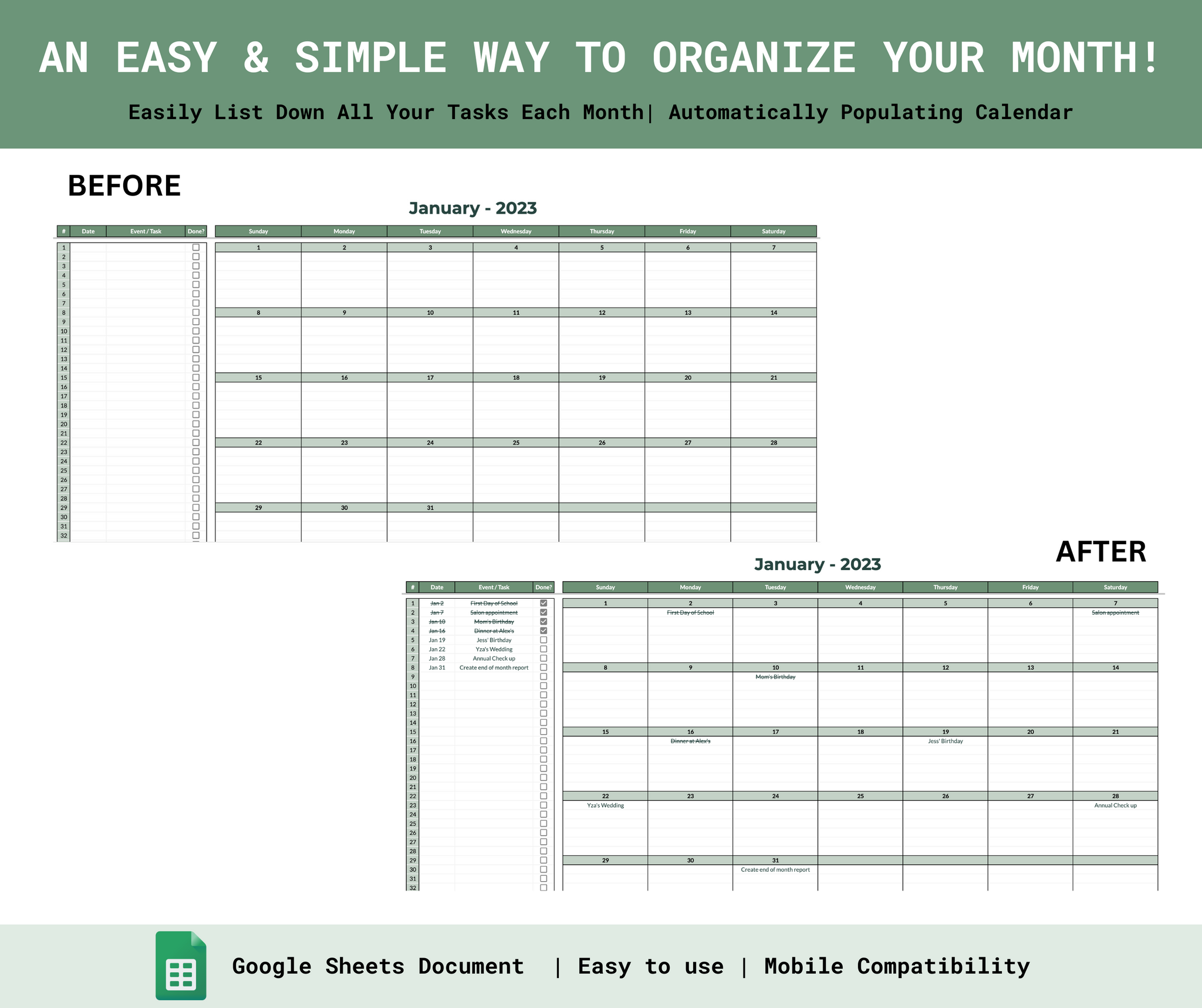 Dynamic Task Calendar – Spreadsheets PH