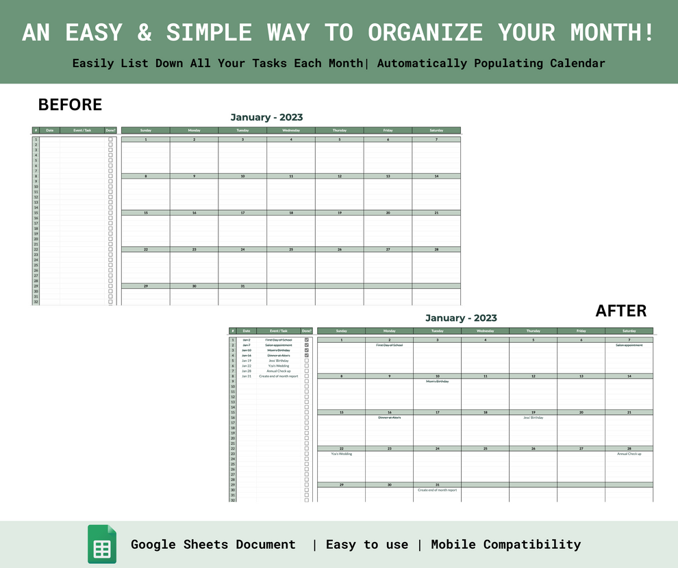 Dynamic Task Calendar – Spreadsheets PH
