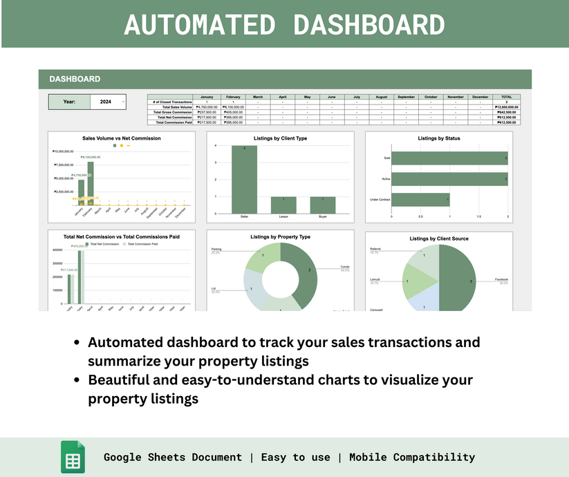 Real Estate Agent Sales Tracker – Spreadsheets PH