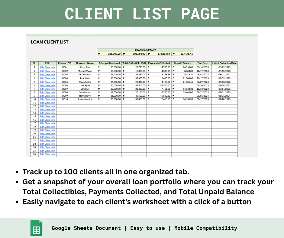 Lending Business Tracker – Spreadsheets PH