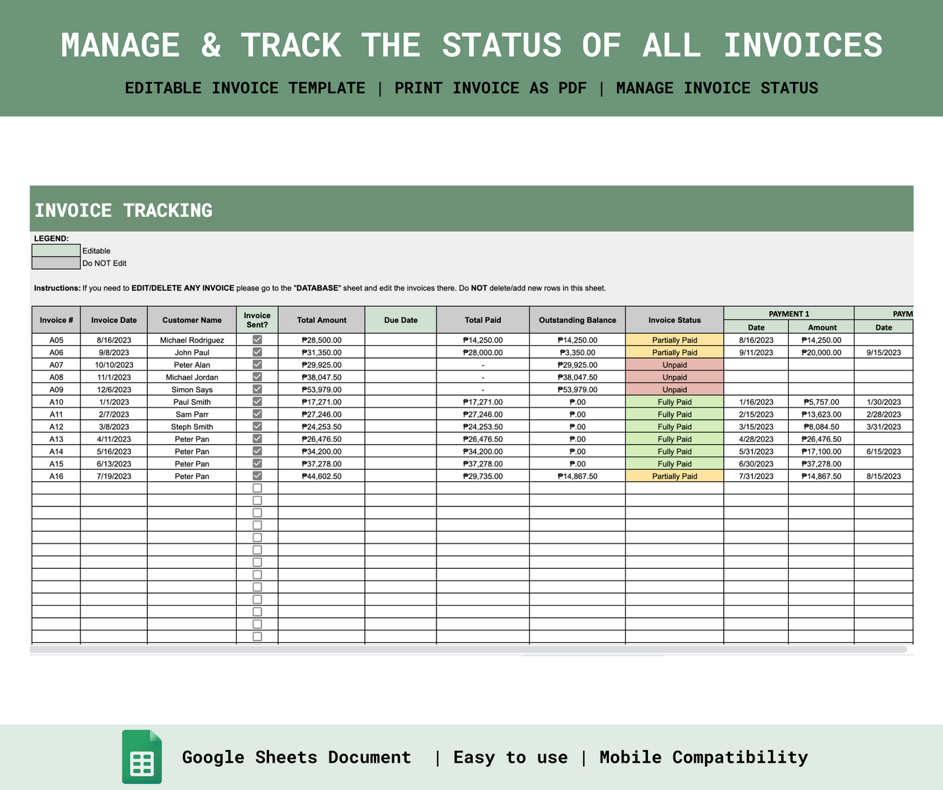 Invoice Generator and Tracker – Spreadsheets PH