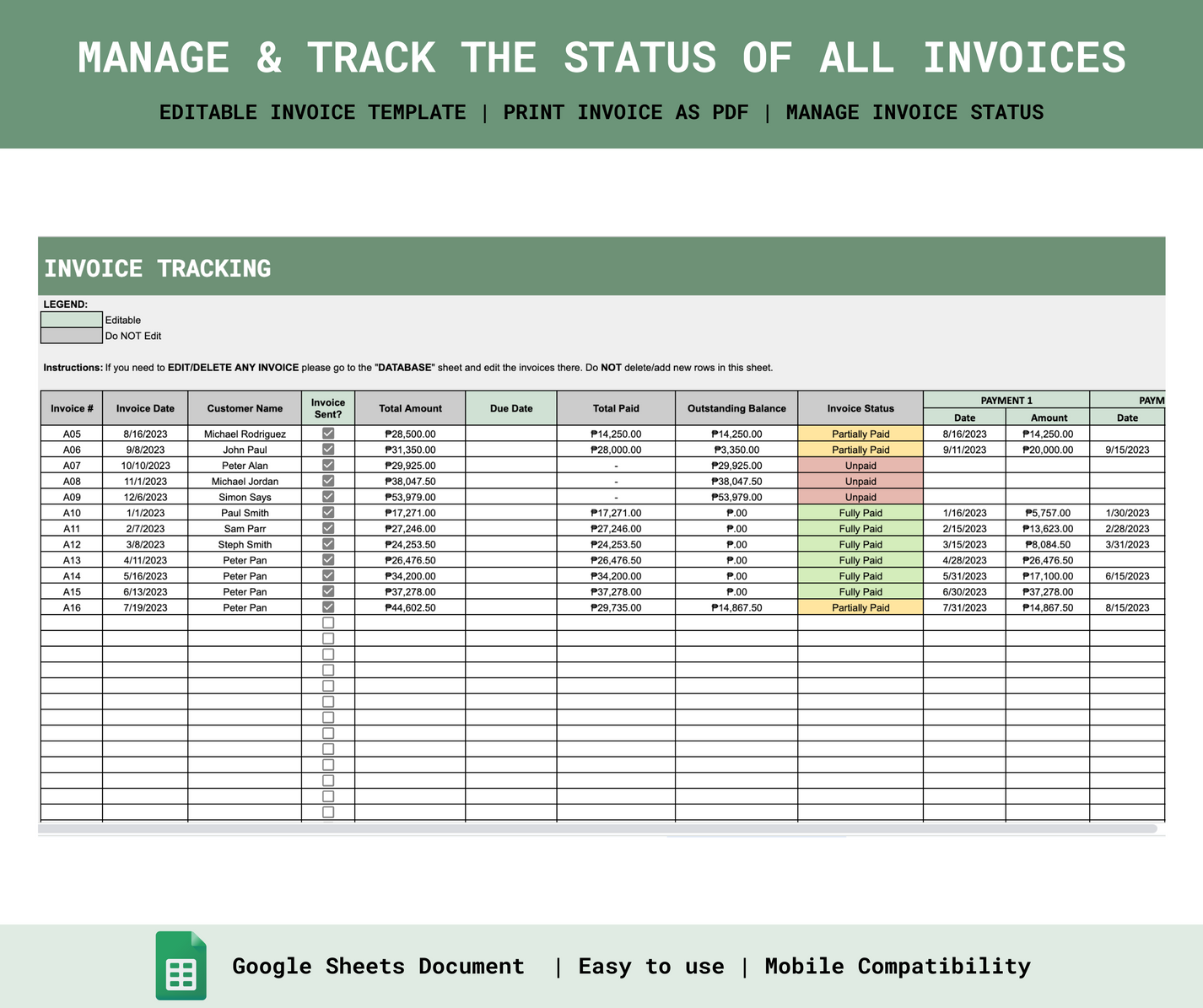 Invoice Generator and Tracker – Spreadsheets PH