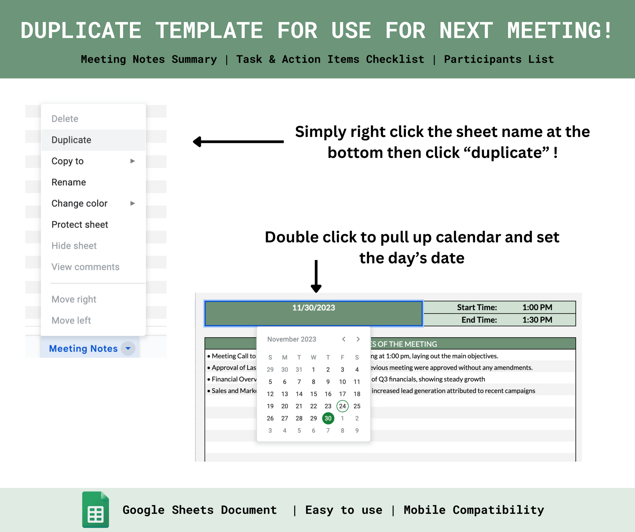 Meeting Notes Template – Spreadsheets PH