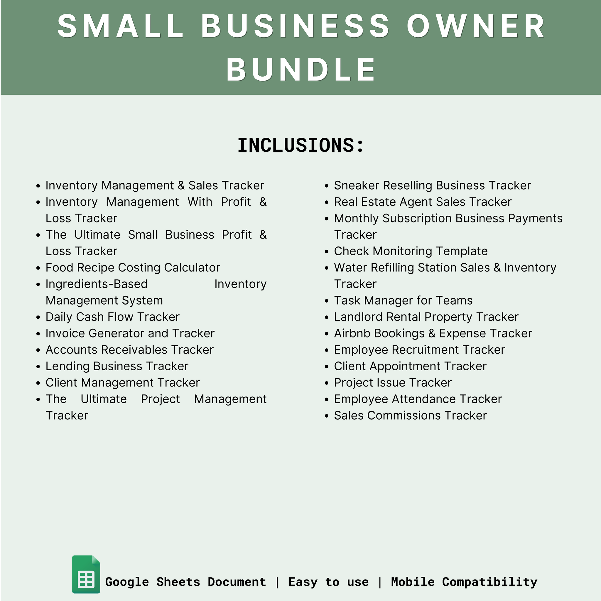 Small Business Owner Bundle – Spreadsheets PH