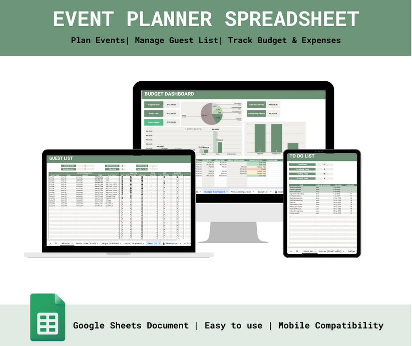 Event Planner Spreadsheet – Spreadsheets PH