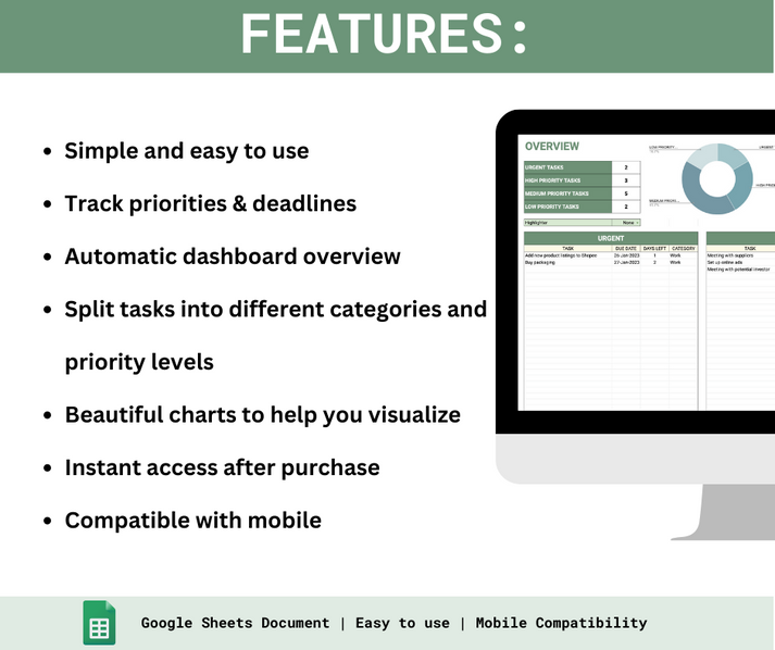 Digital To-Do List / Task Tracker – Spreadsheets PH