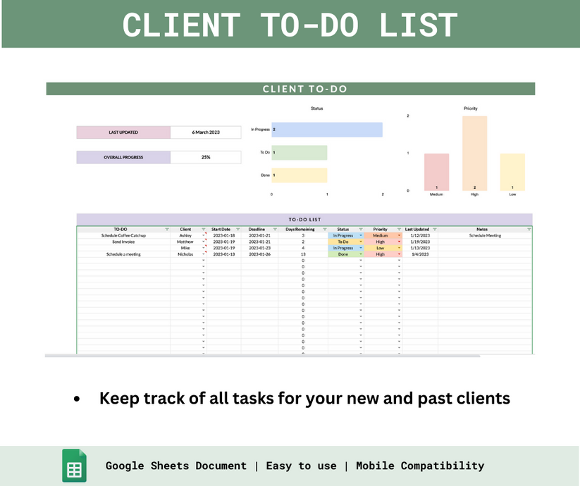 Client Management Tracker – Spreadsheets PH