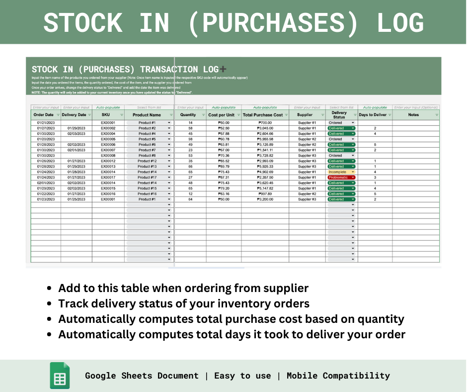 Inventory Management & Sales Tracker – Spreadsheets PH