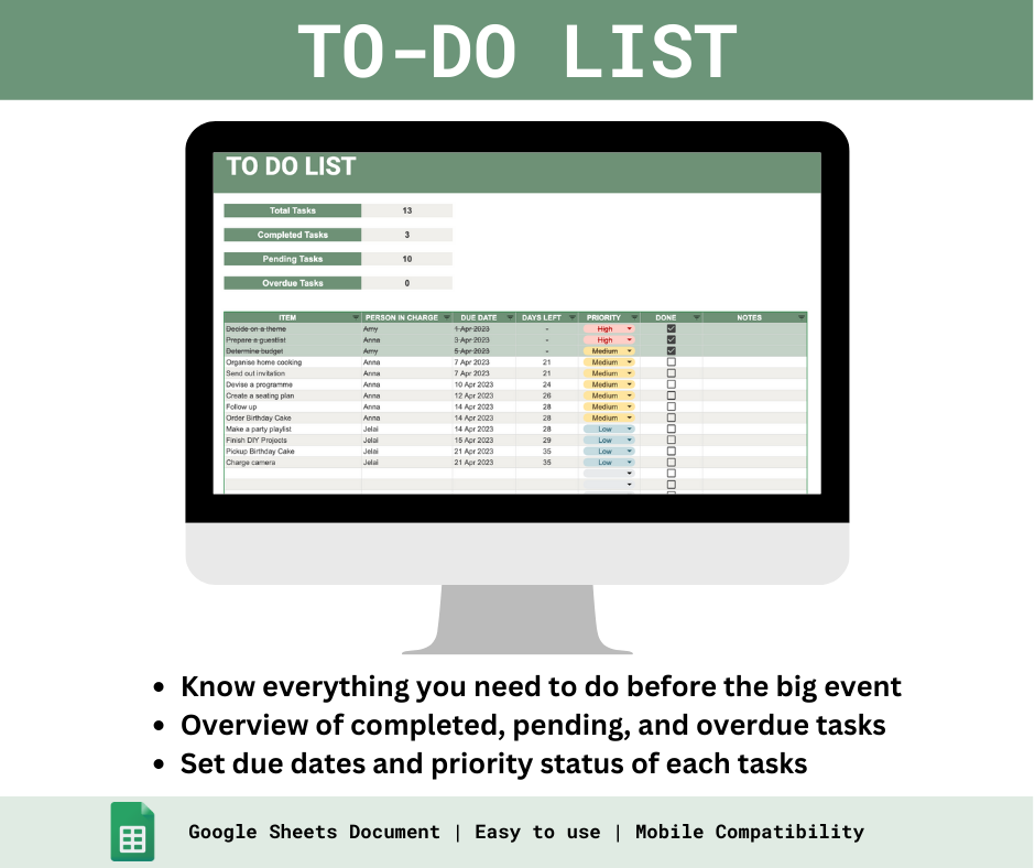 Event Planner Spreadsheet – Spreadsheets PH